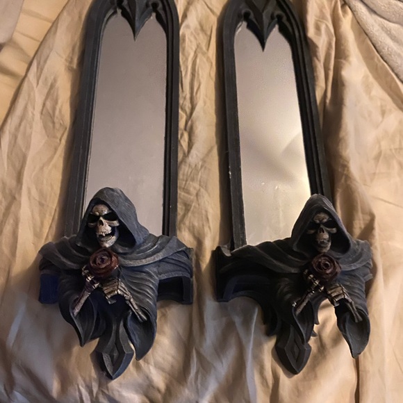 Accents | Gothic Skeleton Wall Mirror Decor Black And Gray | Poshmark